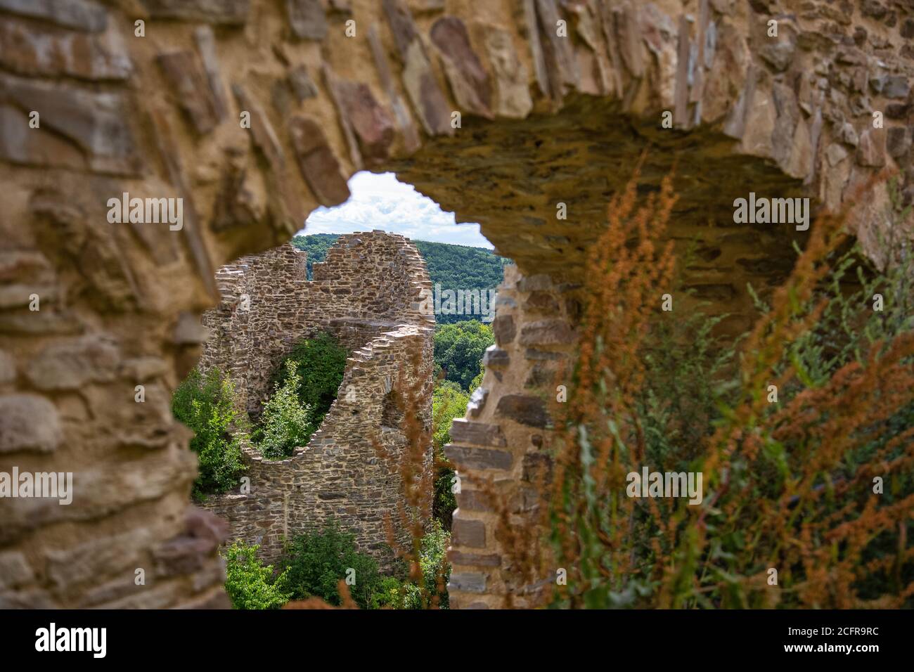 Ruin of the tower of an old medieval castle Stock Photo - Alamy