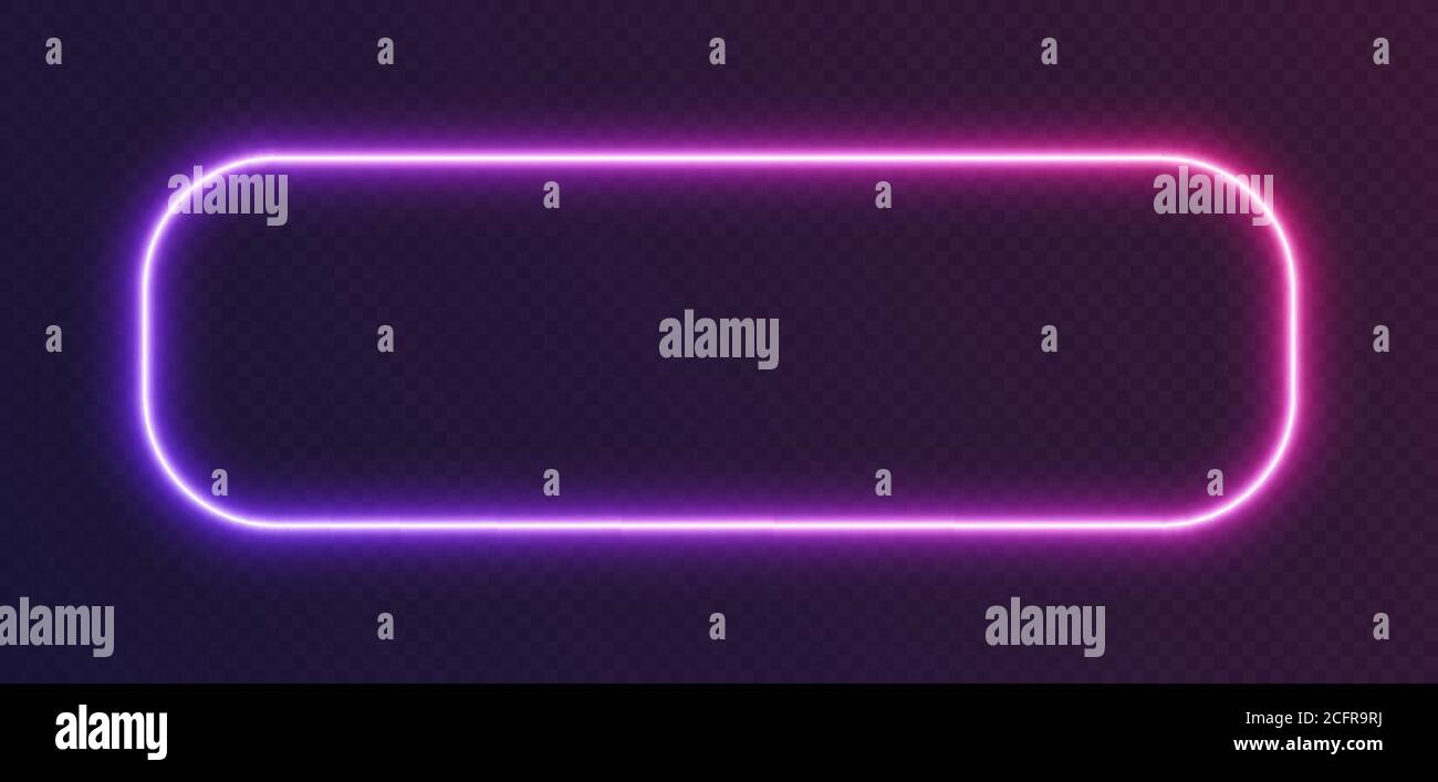 Neon gradient rounded rectangle frame, blue-pink glowing border isolated on a dark background ...