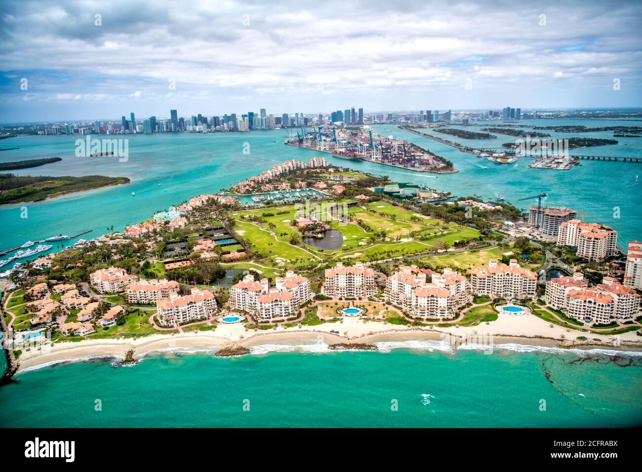 Aerial vie of Fisher Island in Miami, Florida Stock Photo - Alamy