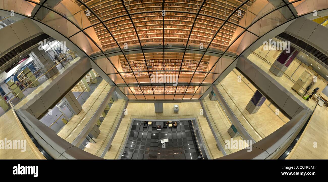 Riga, Latvia - October 31, 2014: National library, Atrium, background ...