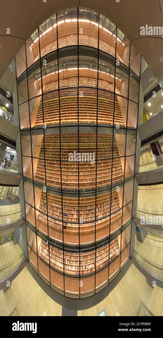 Riga, Latvia - October 31, 2014: National library, Atrium, background ...