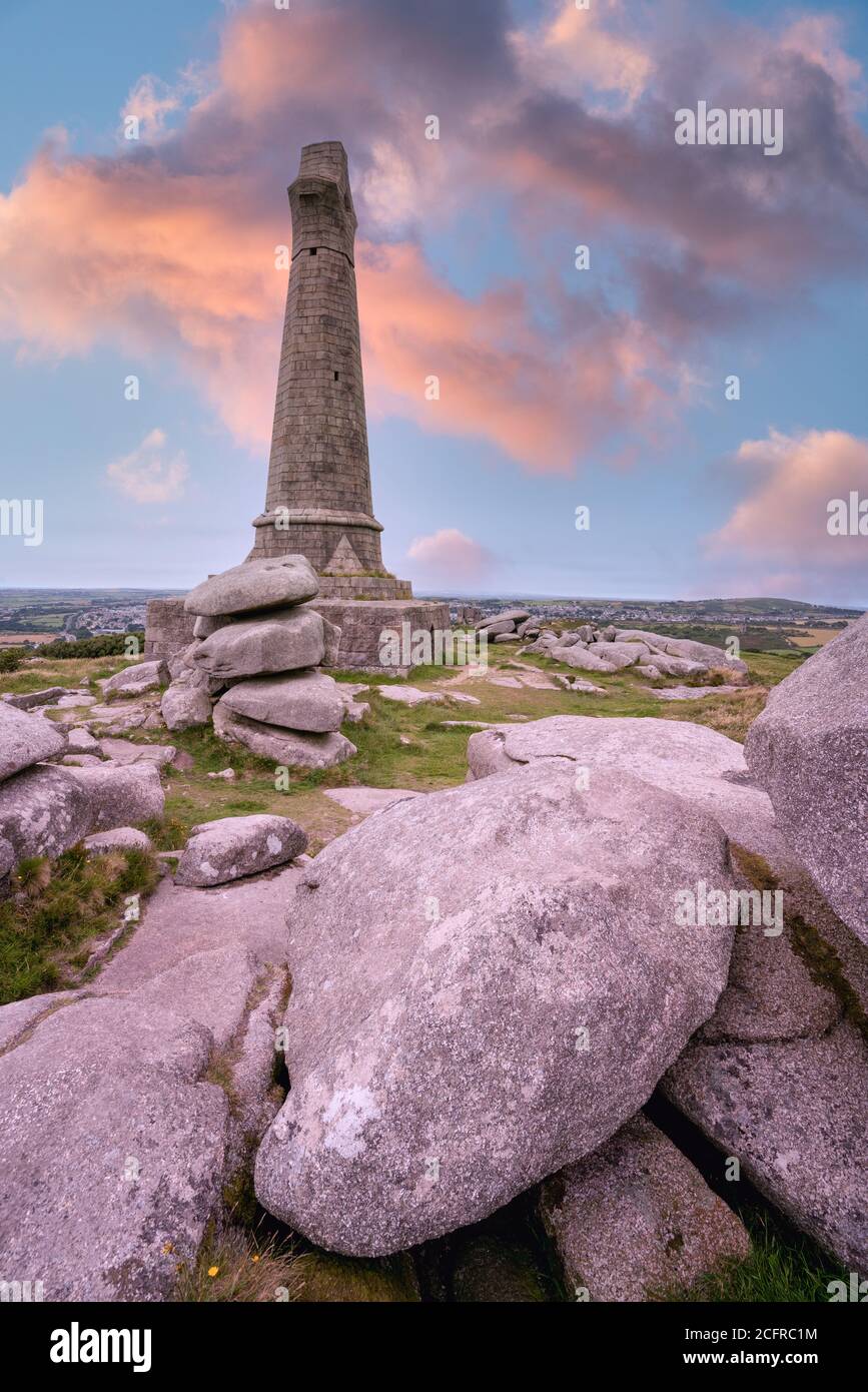 Carn brea at sunset cornwall england uk Stock Photo - Alamy
