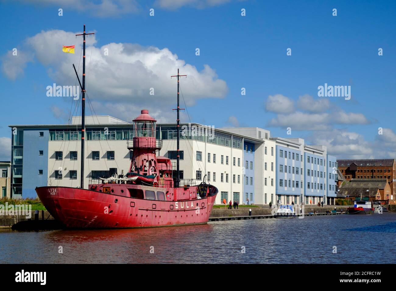 The old Red Lightship the Sula alongside the Historic docks in ...