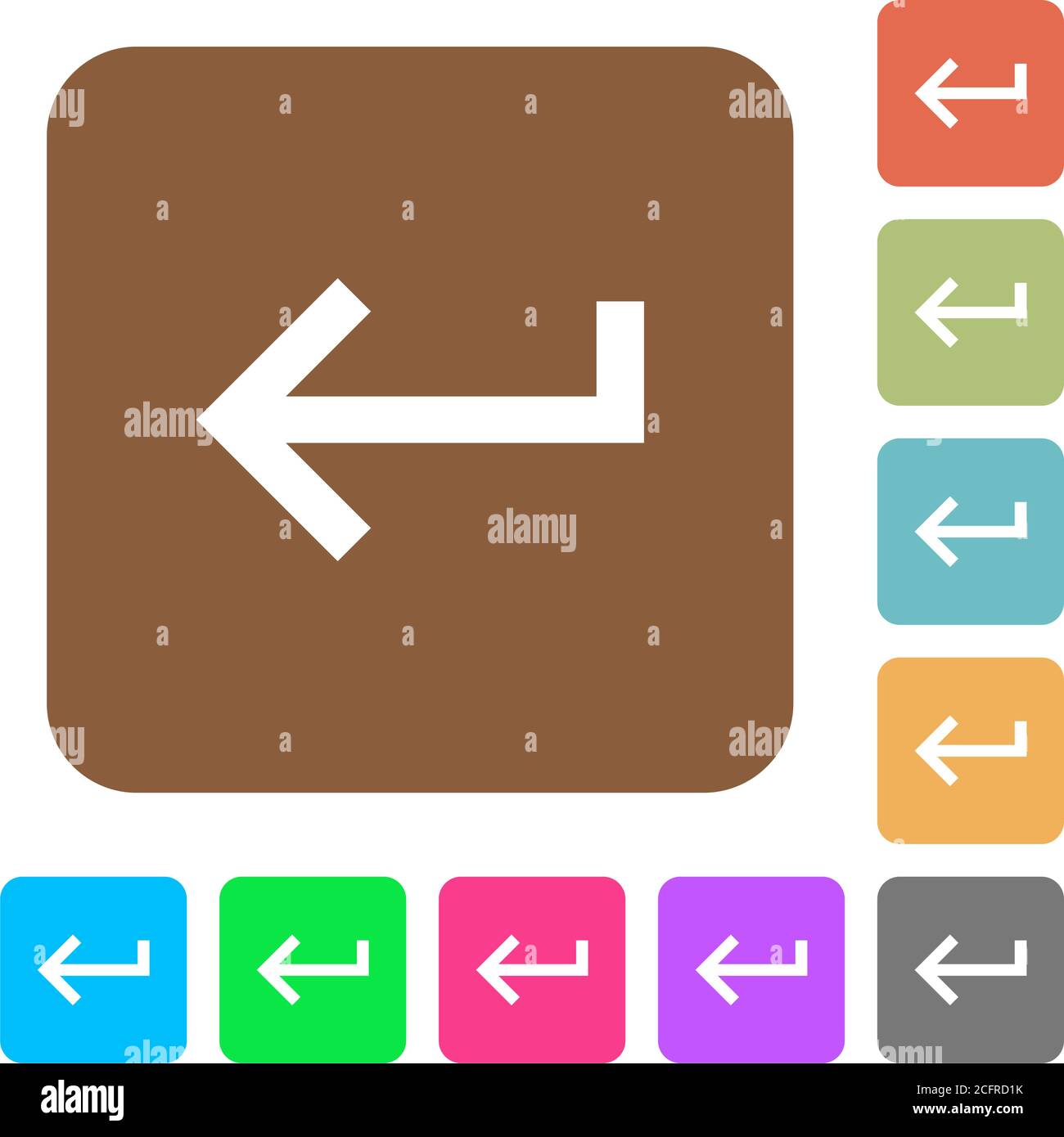 Keyboard return flat icons on rounded square vivid color backgrounds ...