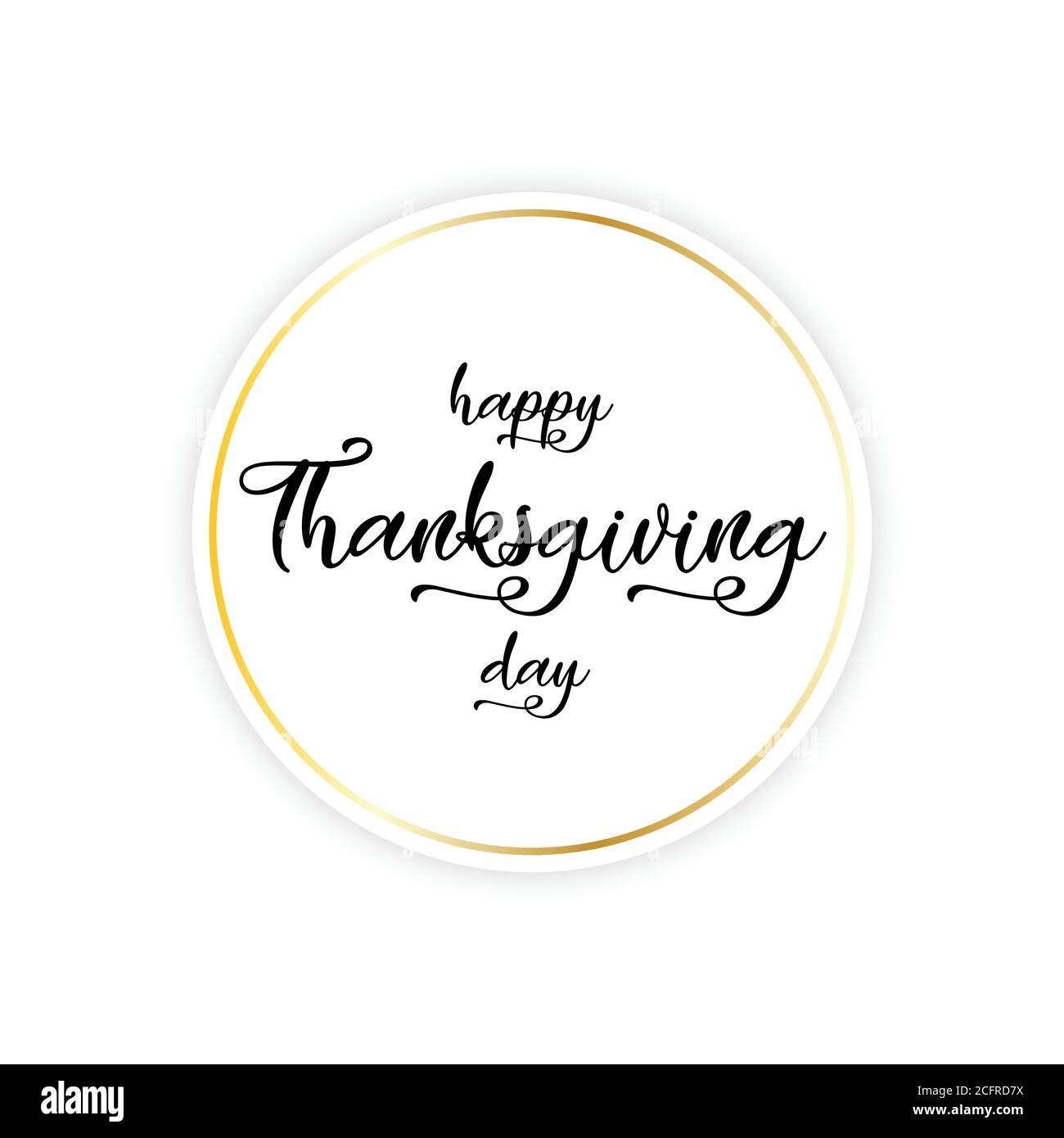 Happy Thanksgiving day lettering on round banner. Vector illustration ...