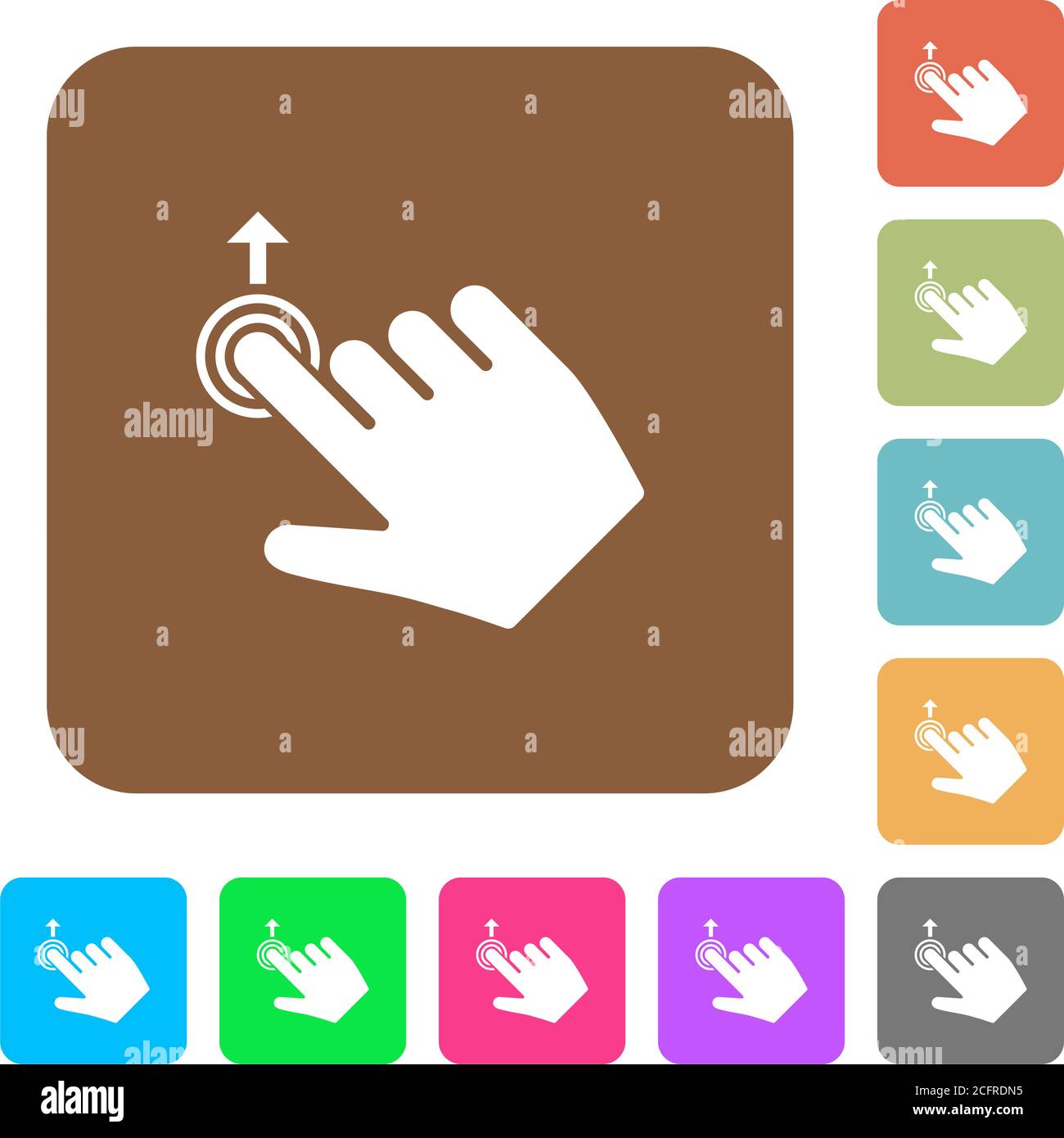 Right handed slide up gesture flat icons on rounded square vivid color ...