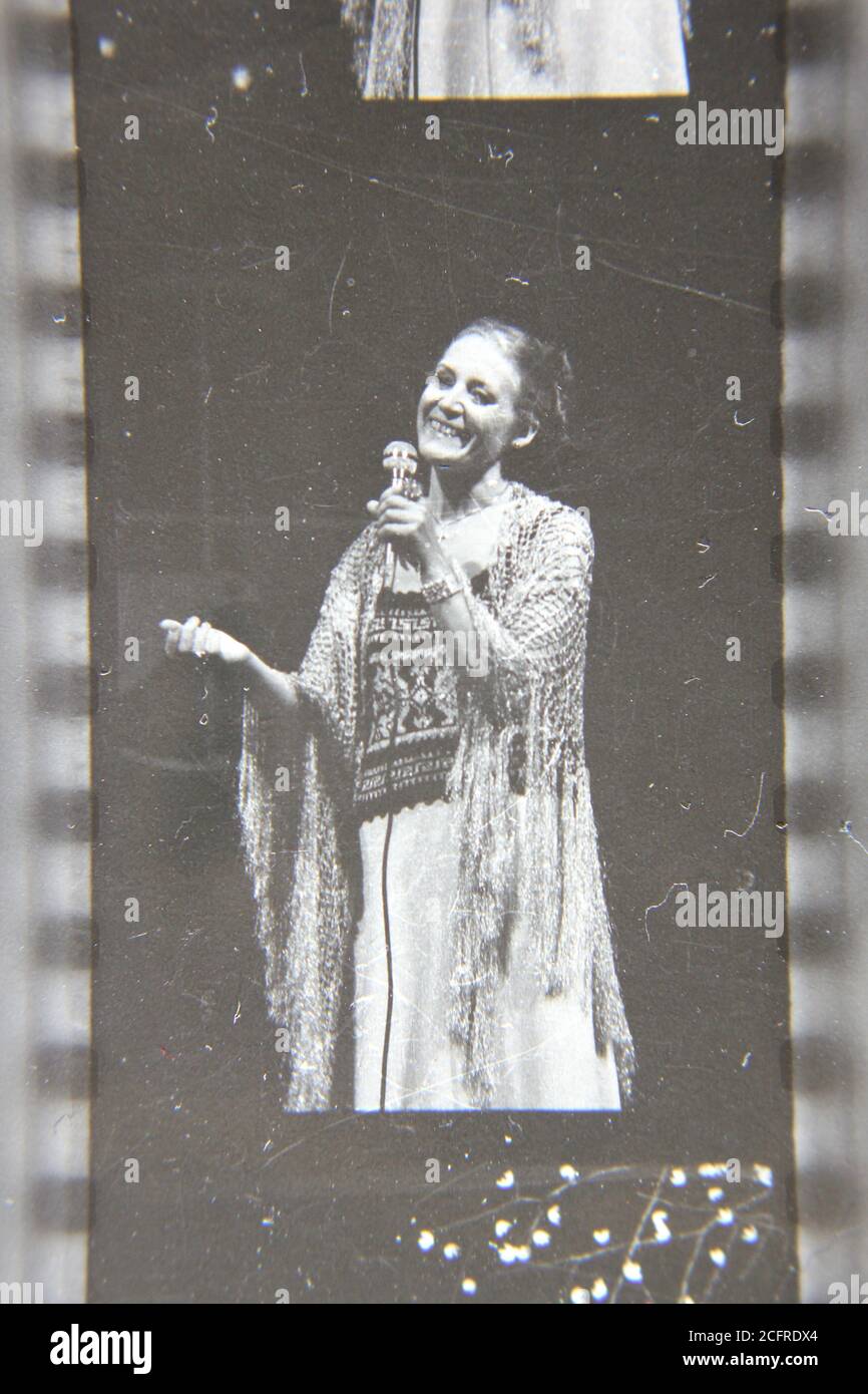 Fine 1970s vintage black and white photography of a woman doing an on ...