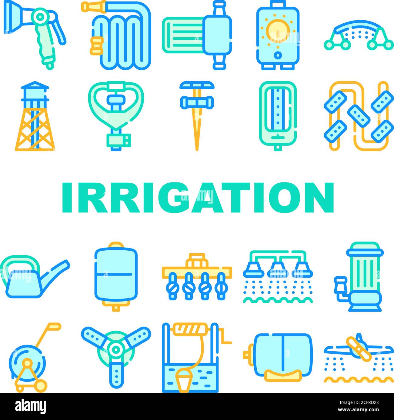 Irrigation System Collection Icons Set isolated illustration Stock ...