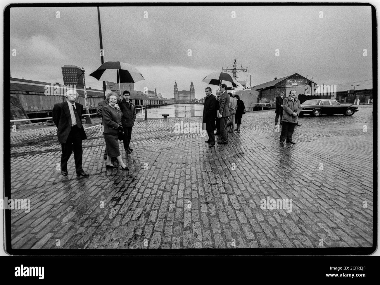 Prime Minister Margaret Thatcher visits Liverpool, England in March ...