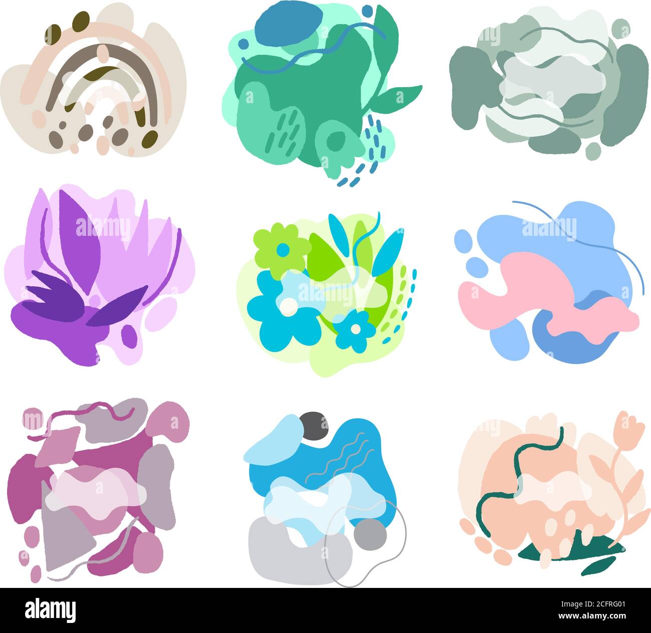 Art abstract set composition. Hand drawing brush.Vector illustration ...