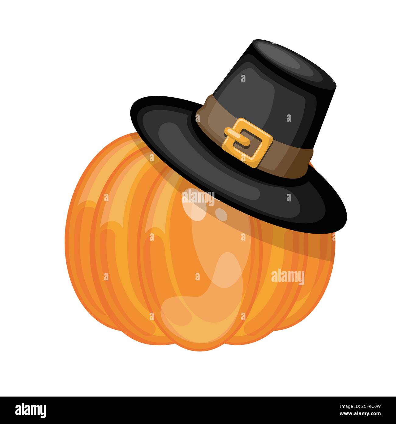 Cartoon pumpkin wearing Pilgrims hat. Cartoon vector illustration Stock ...