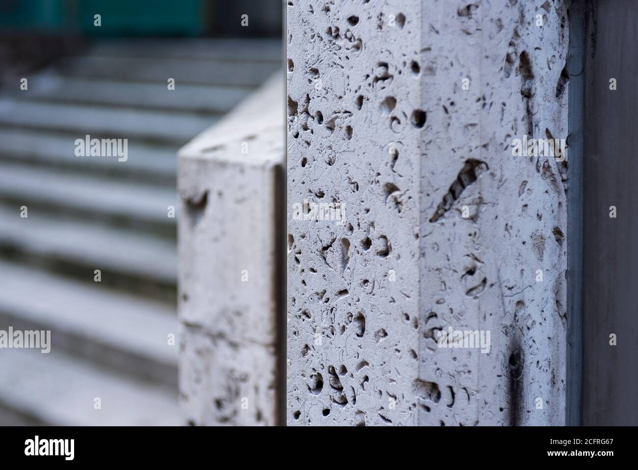Detail of Portland stone on east elevation, Bury Street, with steps ...