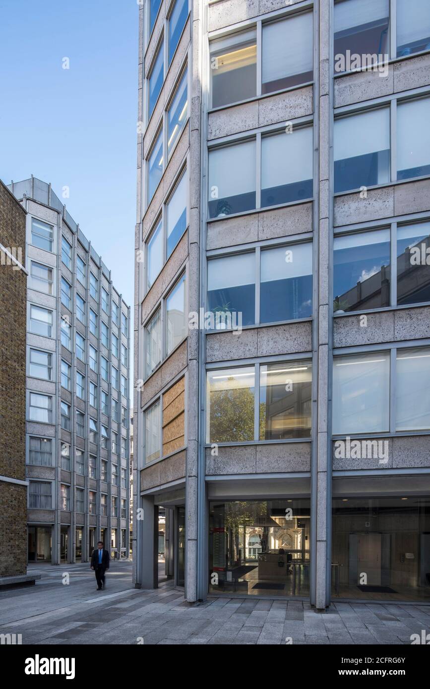 View of the plaza, residential block and the main tower, emphasising ...