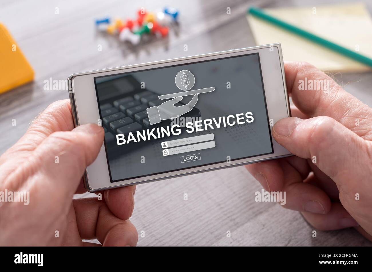 Banking services concept on mobile phone Stock Photo - Alamy