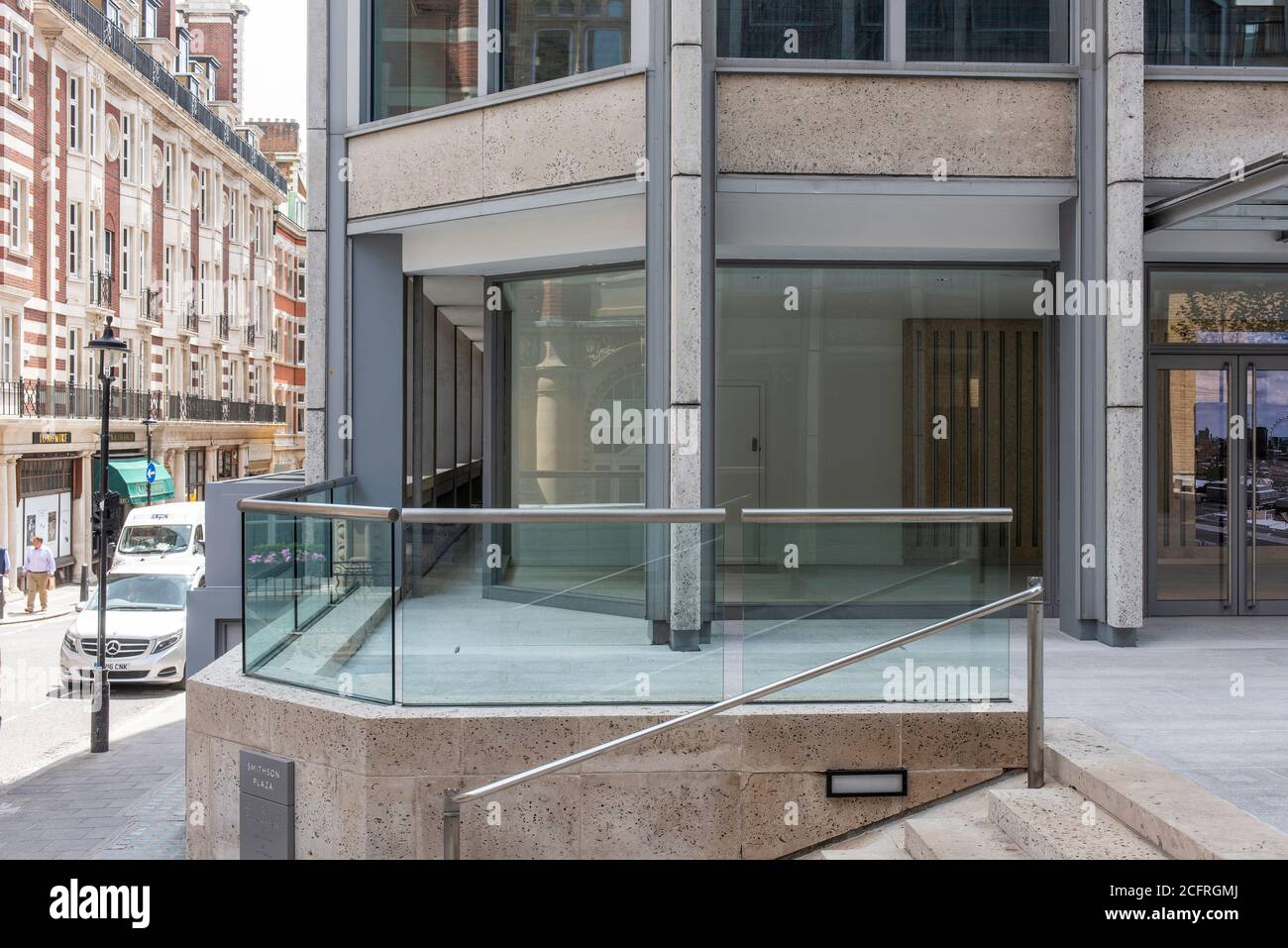 View south along Bury Street to ground floor of main tower. The ...