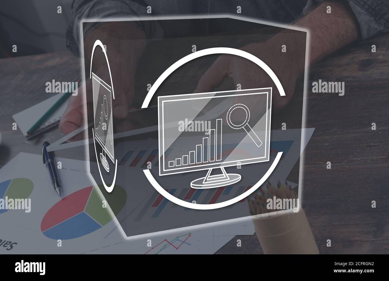 Business analysis concept illustrated by a picture on background Stock ...