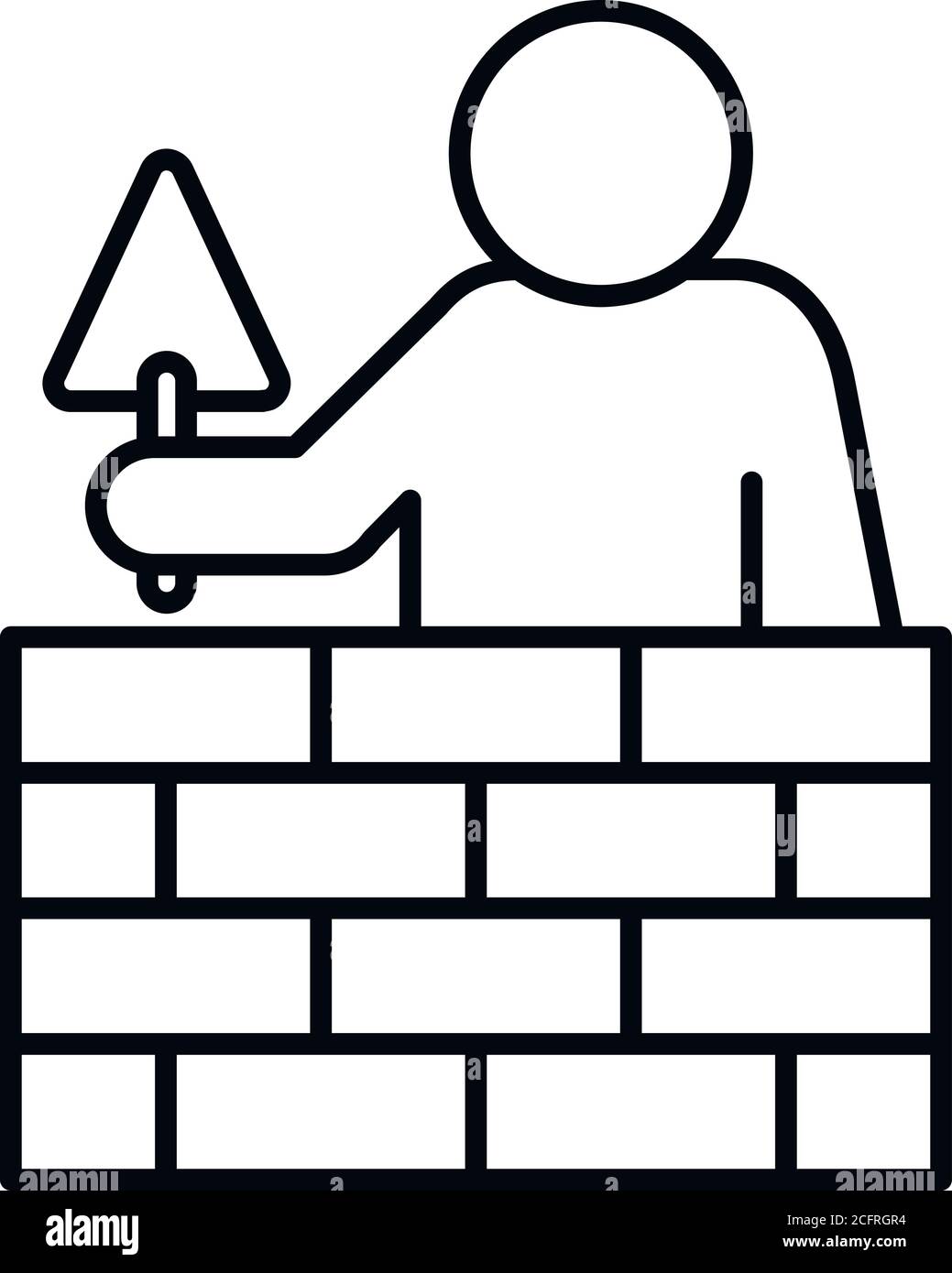 Tiler brick wall icon. Outline tiler brick wall vector icon for web ...
