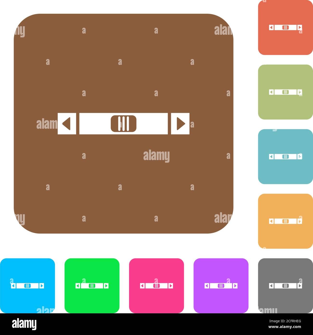 Horizontal scroll bar flat icons on rounded square vivid color backgrounds Stock Vector Image ...