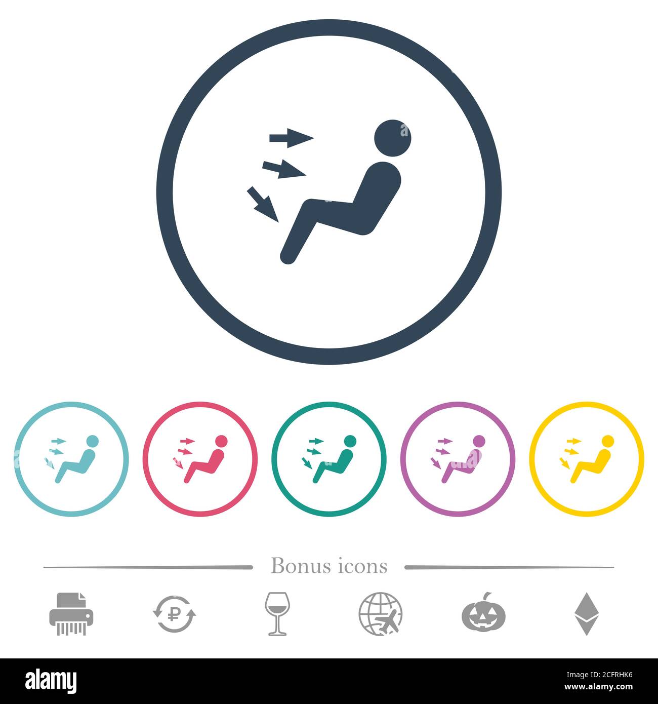 Car air flow direction all flat color icons in round outlines. 6 bonus ...