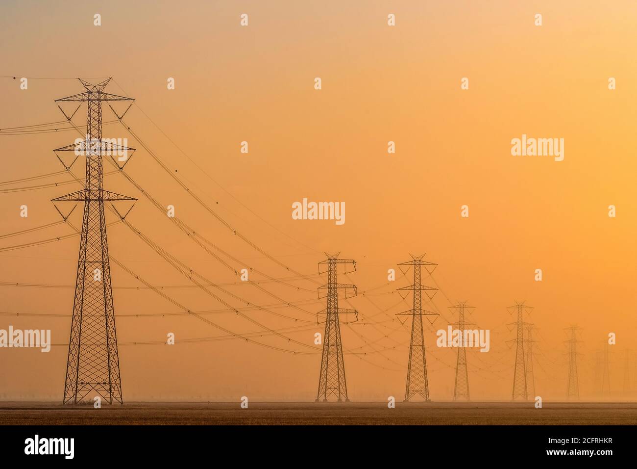 Italy Veneto Polesine - Porto Tolle Delta del Po - Pylons Stock Photo ...
