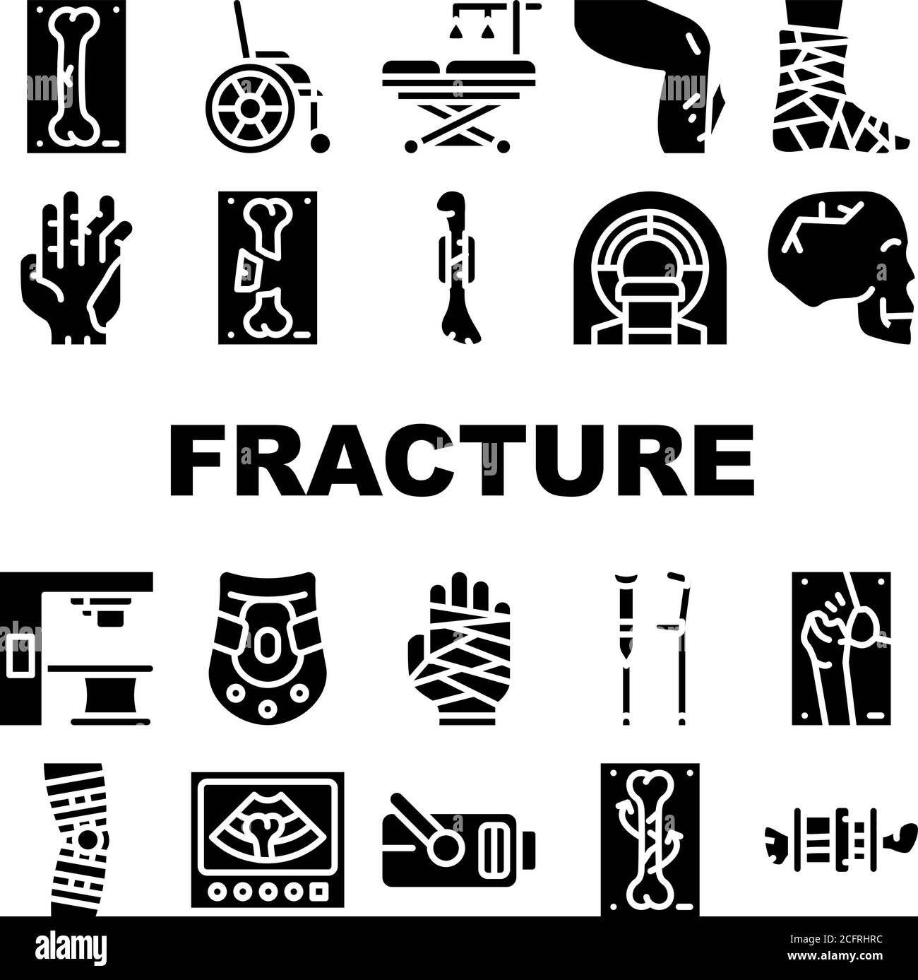 Fracture Accident Collection Icons Set isolated illustration Stock ...