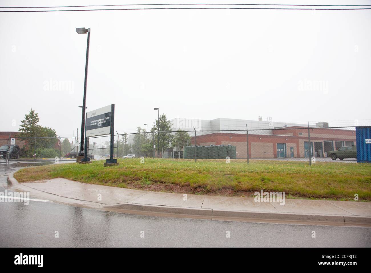 August 18, 2020- Sydney, Cape Breton, Canada: Exterior and fence of the ...