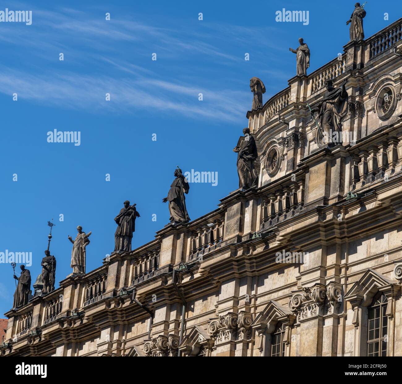 Dresden, Saxony / Germany - 3 September 2020: detail view of the facade ...