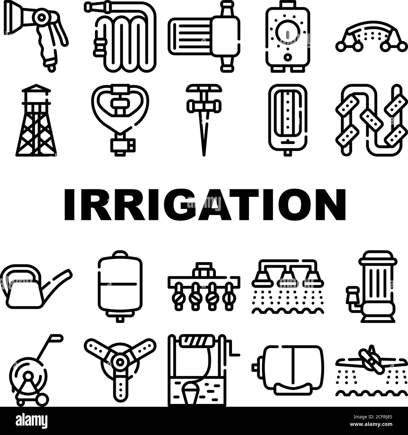 Irrigation System Collection Icons Set isolated illustration Stock ...