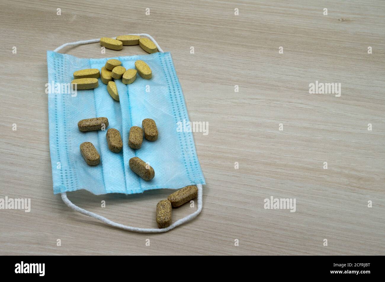 medicines and disposable medical mask, medical mask and tablets Stock ...