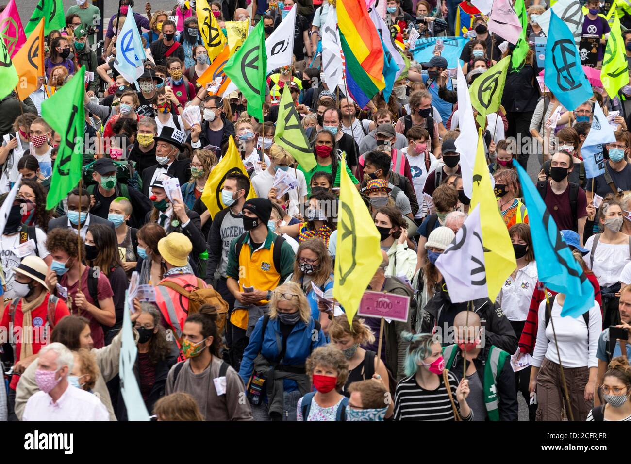 Crowd marching through Trafalgar Square, 'Carnival of Corruption ...