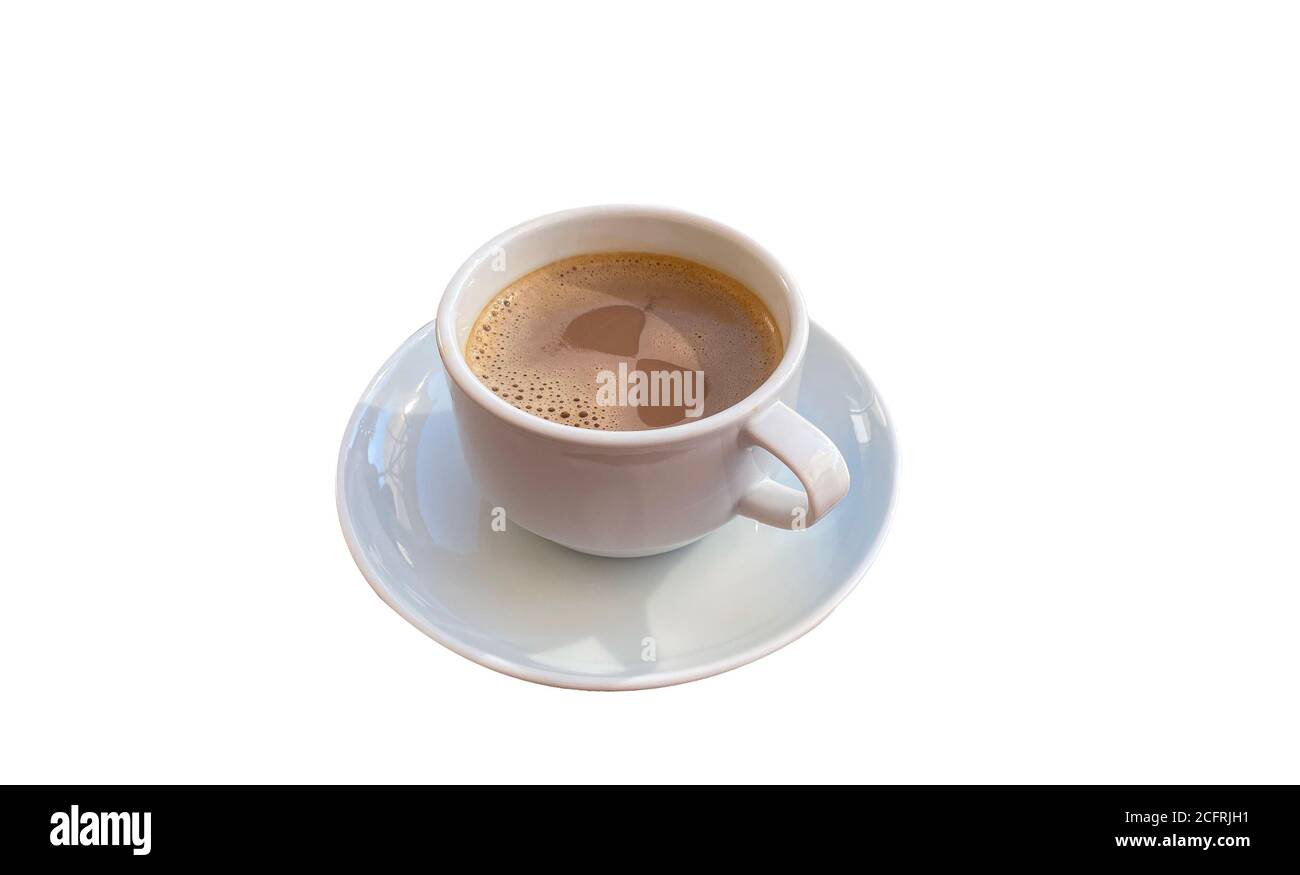 Top view coffee on isolated white background Stock Photo - Alamy