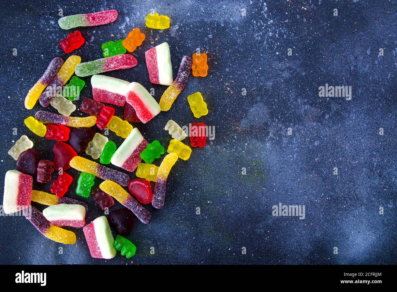 Mixed jelly marmalade, high angle view of taste sweet snack, colorful ...