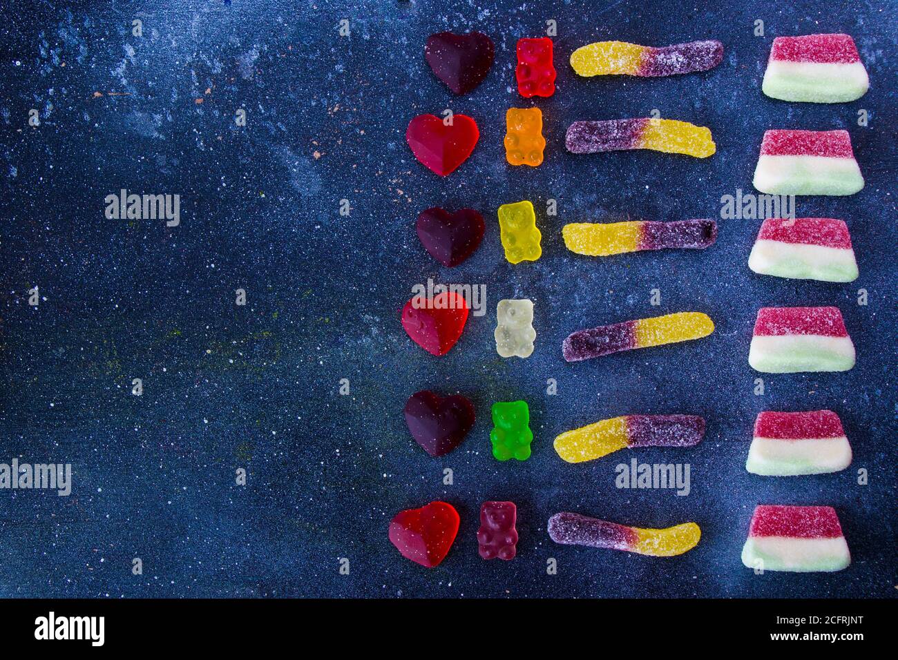 Mixed jelly marmalade, high angle view of taste sweet snack, colorful ...