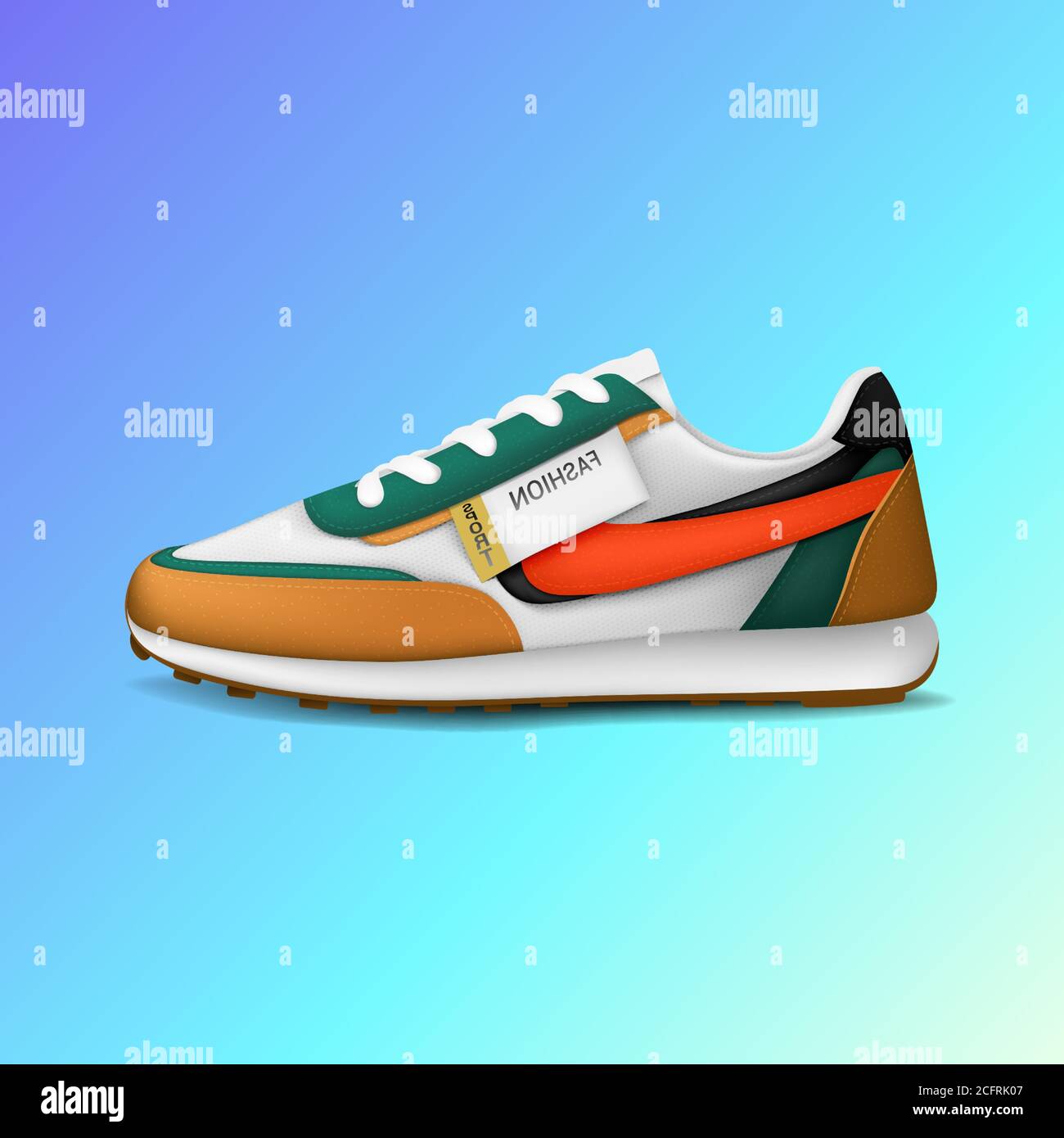 Realistic fashion sport running shoe for training and fitness Stock ...