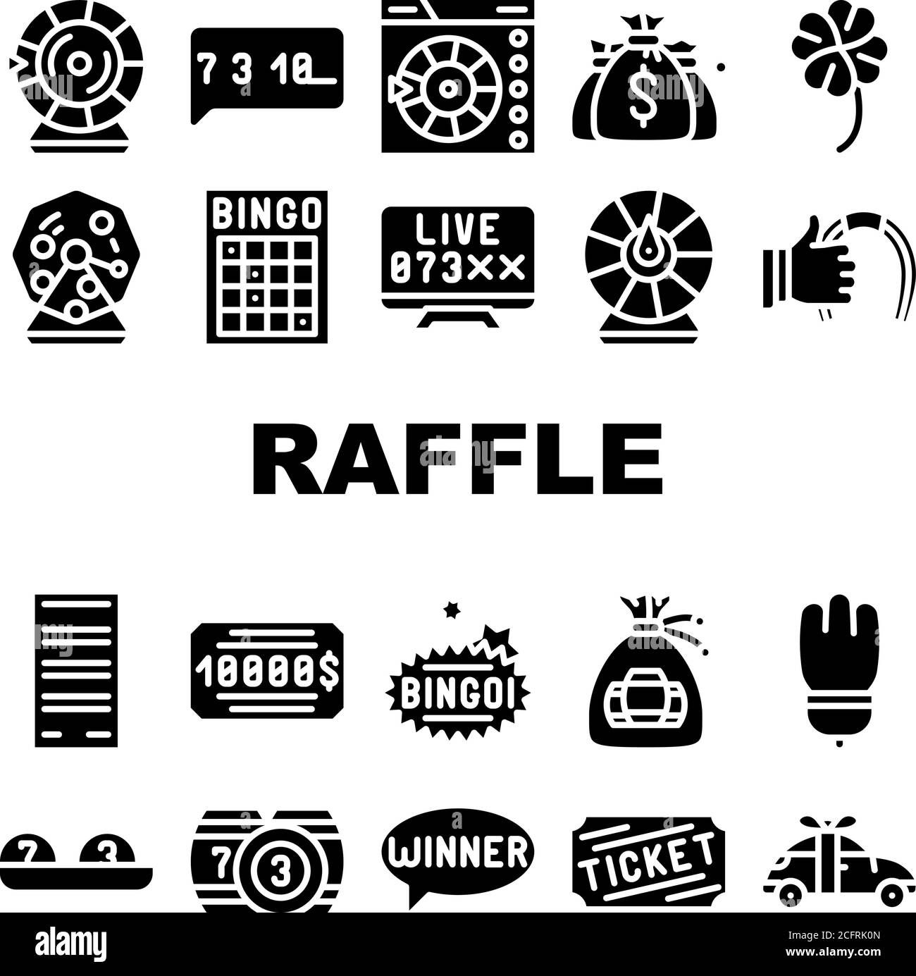 Raffle Lottery Game Collection Icons Set Vector Stock Vector Image ...