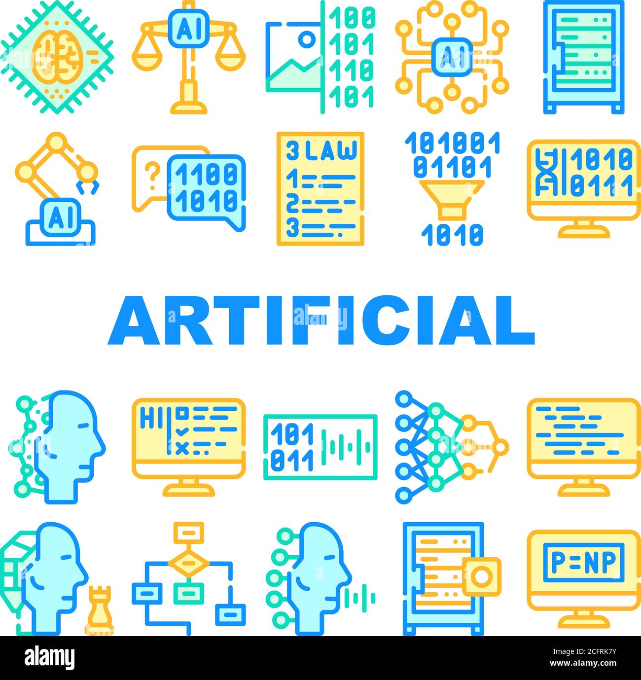 Artificial Intelligence System Icons Set isolated illustration Stock Vector Image & Art - Alamy