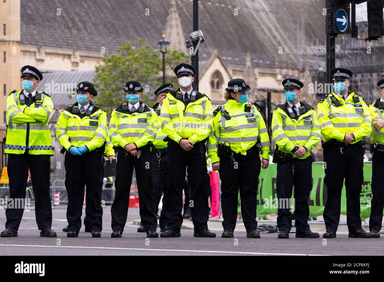 Police blockade in front of Houses of Parliament, 'Carnival of ...