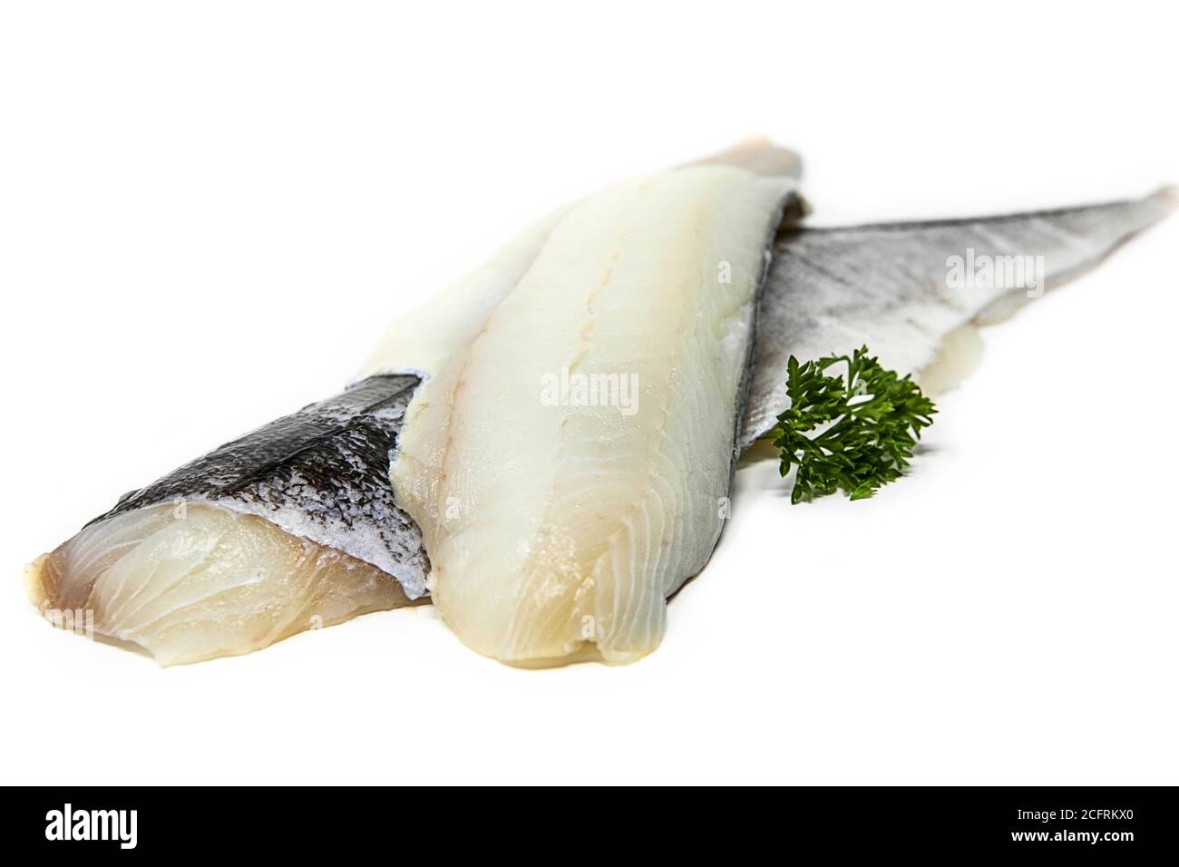 White skin-on fish fillets isolated on white Stock Photo - Alamy