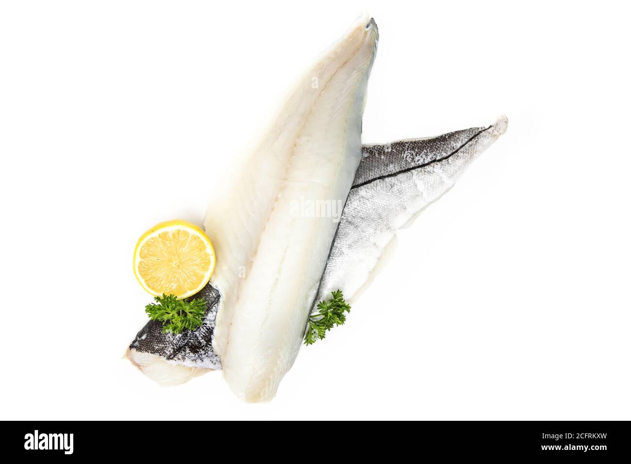 White skin-on fish fillets isolated on white Stock Photo - Alamy