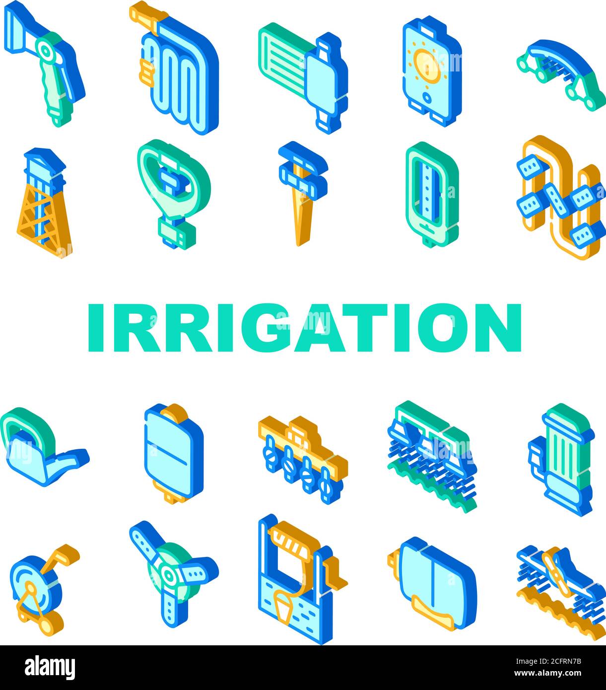 Irrigation System Collection Icons Set isolated illustration Stock ...