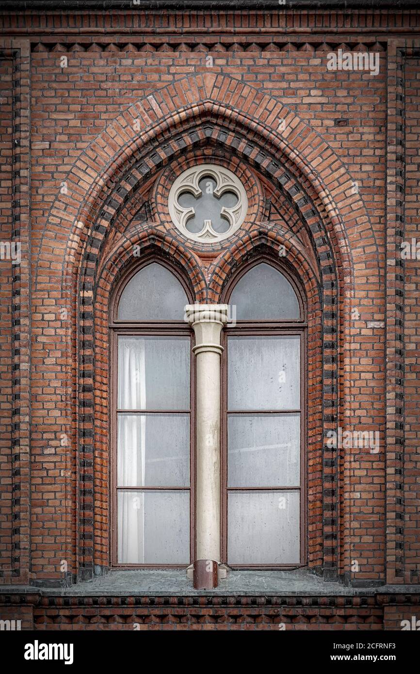 A window from Landskrona Radhuset, the older town hall building in the ...
