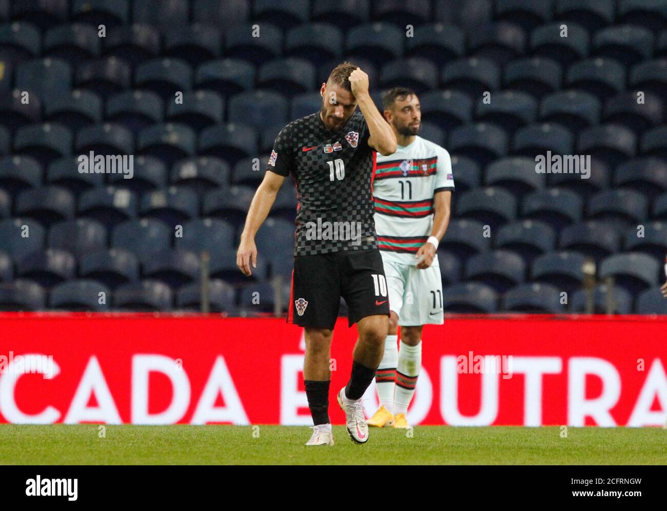 Nikola Vlasic of Croatia reacts after Portugal's Joao Felix goal during ...