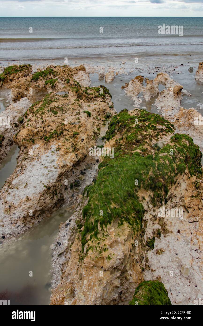 Chalk outcrop on beach, Climping, West Sussex, UK Stock Photo - Alamy