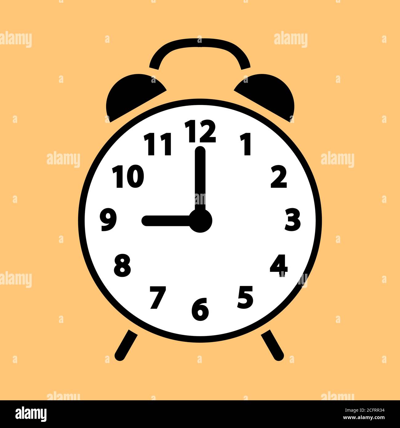 Alarm clock icon with dial and arrows. Ringtone and vibration. Vector ...