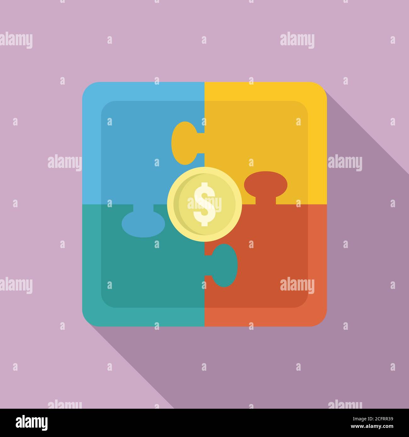 Crowdfunding puzzle icon. Flat illustration of crowdfunding puzzle ...
