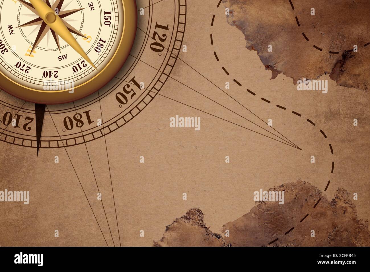 Vintage Travel Manuscript With Map and Compass Adventure Background ...