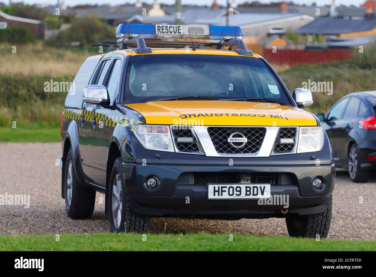HM Coastguard vehicles parked near to cliffs at Flamborough,East ...