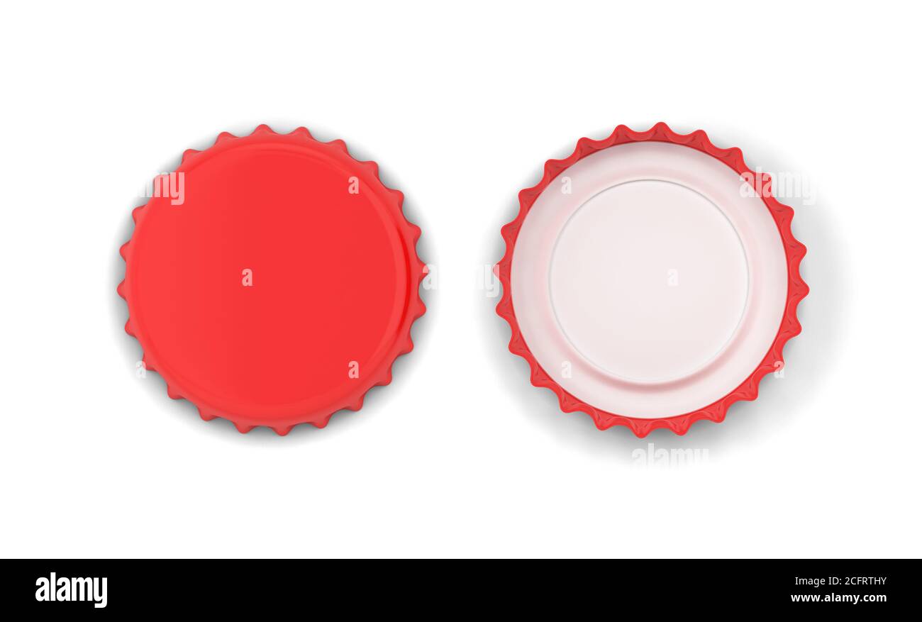 Blank bottle cap mockup. 3d illustration isolated on white background ...