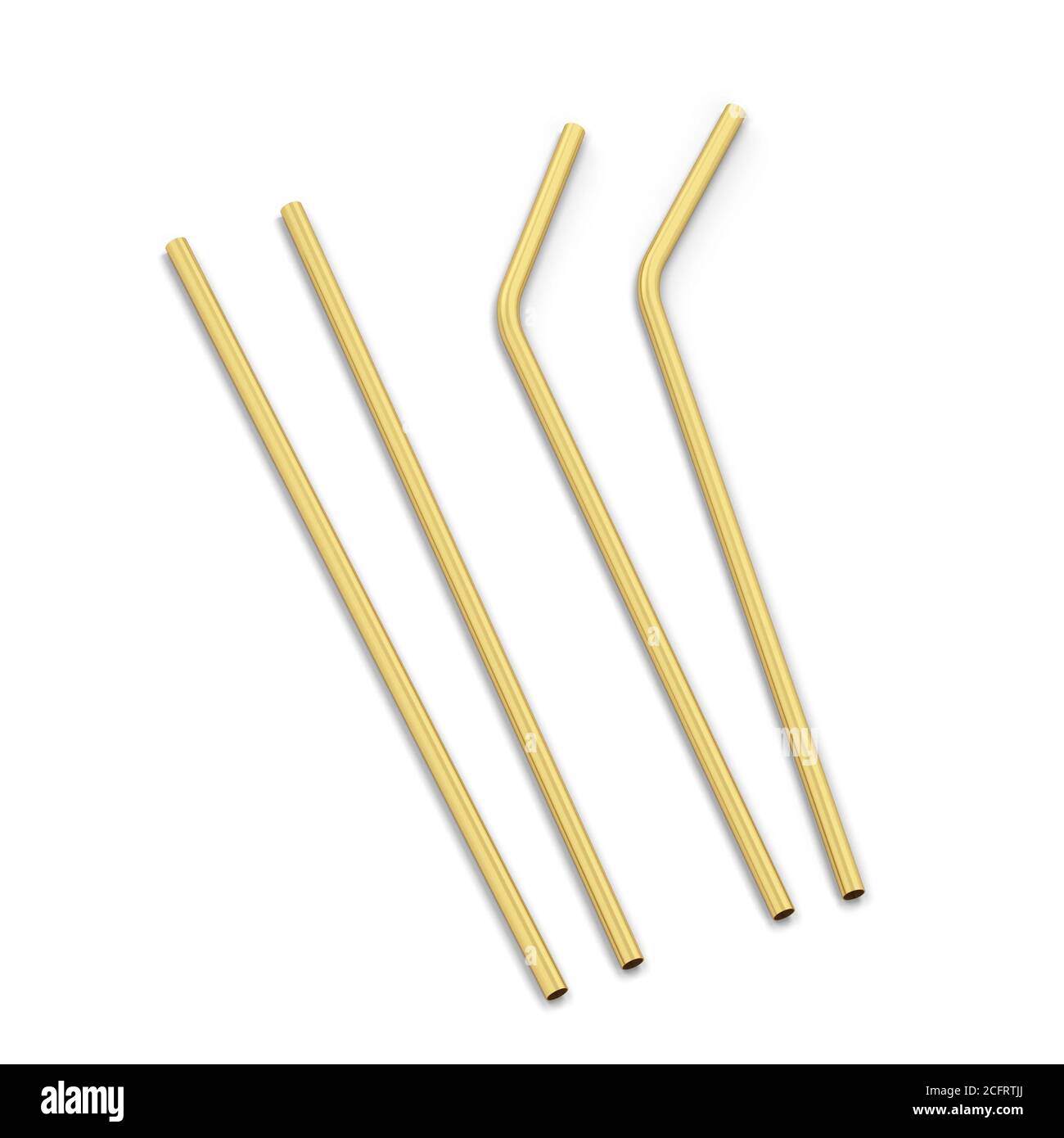 Metallic straw to use instead of plastic one. 3d illustration isolated ...