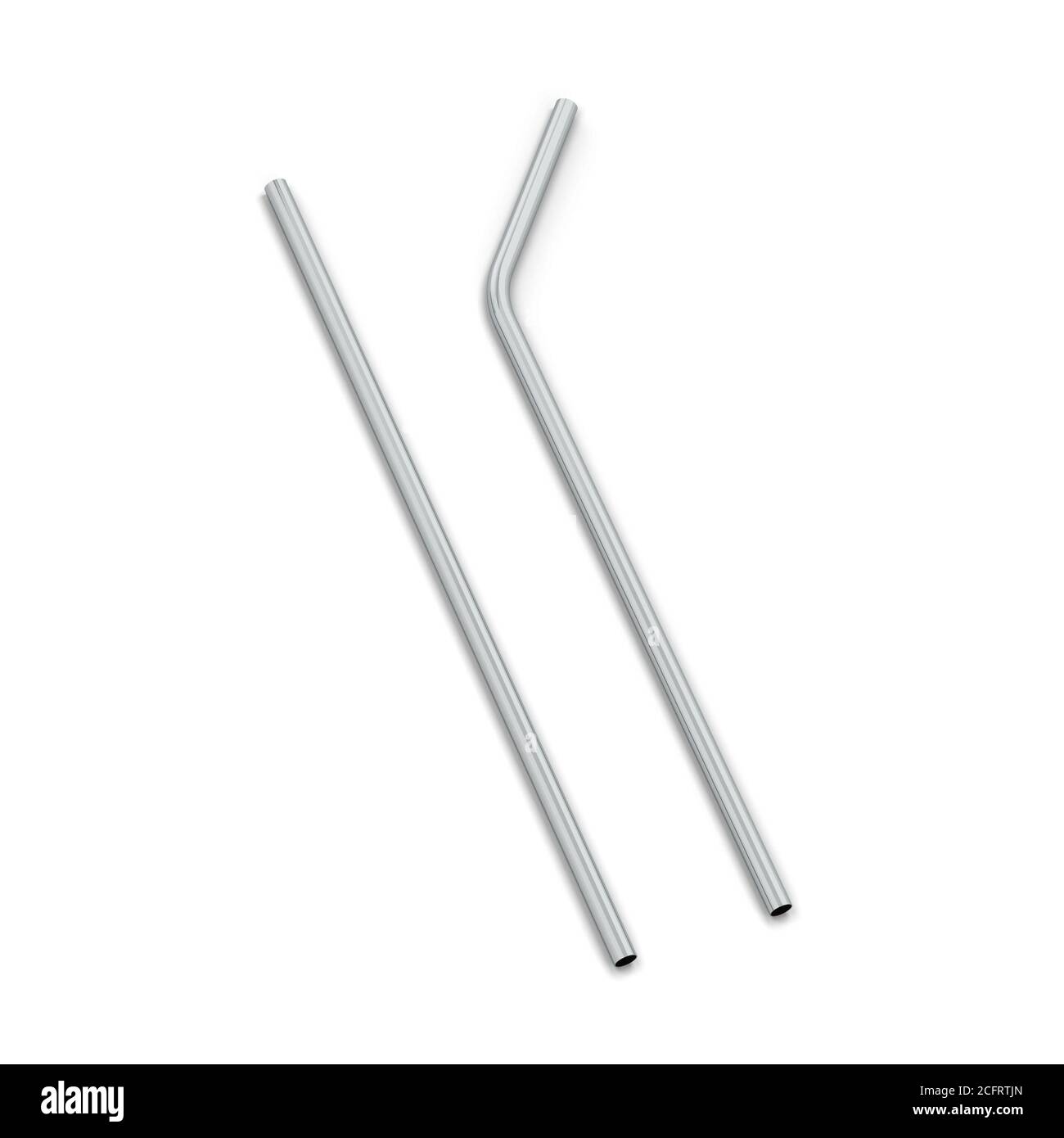 Metallic straw to use instead of plastic one. 3d illustration isolated ...